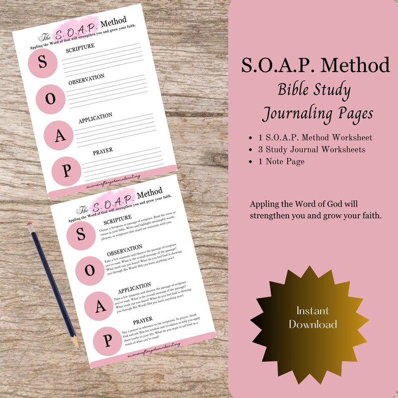 S.O.A.P. Study Method Guide and Bible Study Worksheets |printable Bible ...
