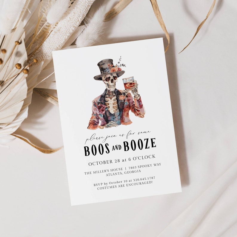 Boos and Booze Halloween Party Invite, Adult Halloween Party Invite ...