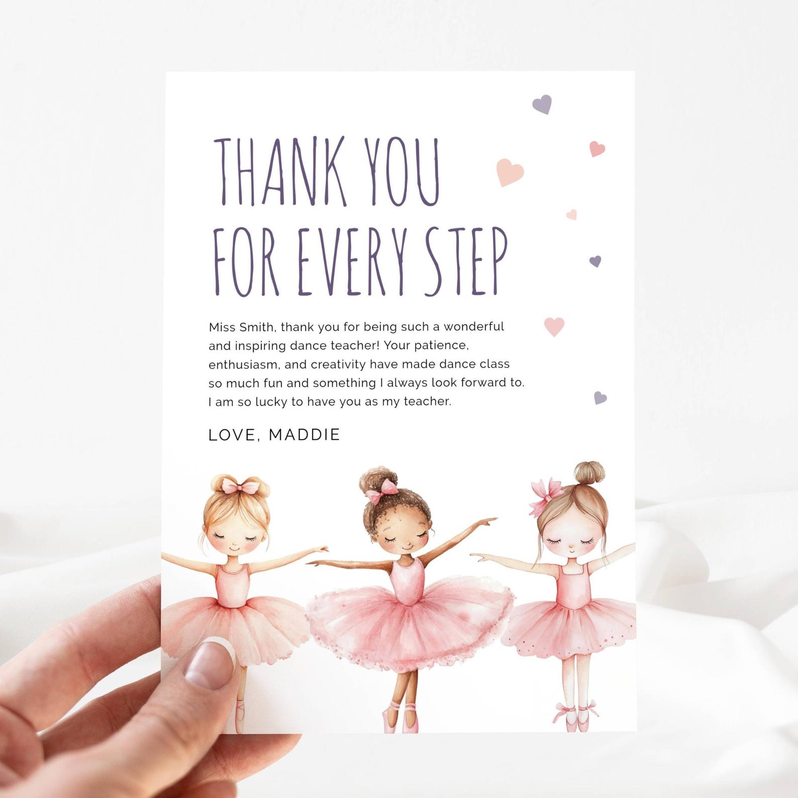 Dance Instructor Appreciation Card, Editable Dance Teacher Card, Thank ...