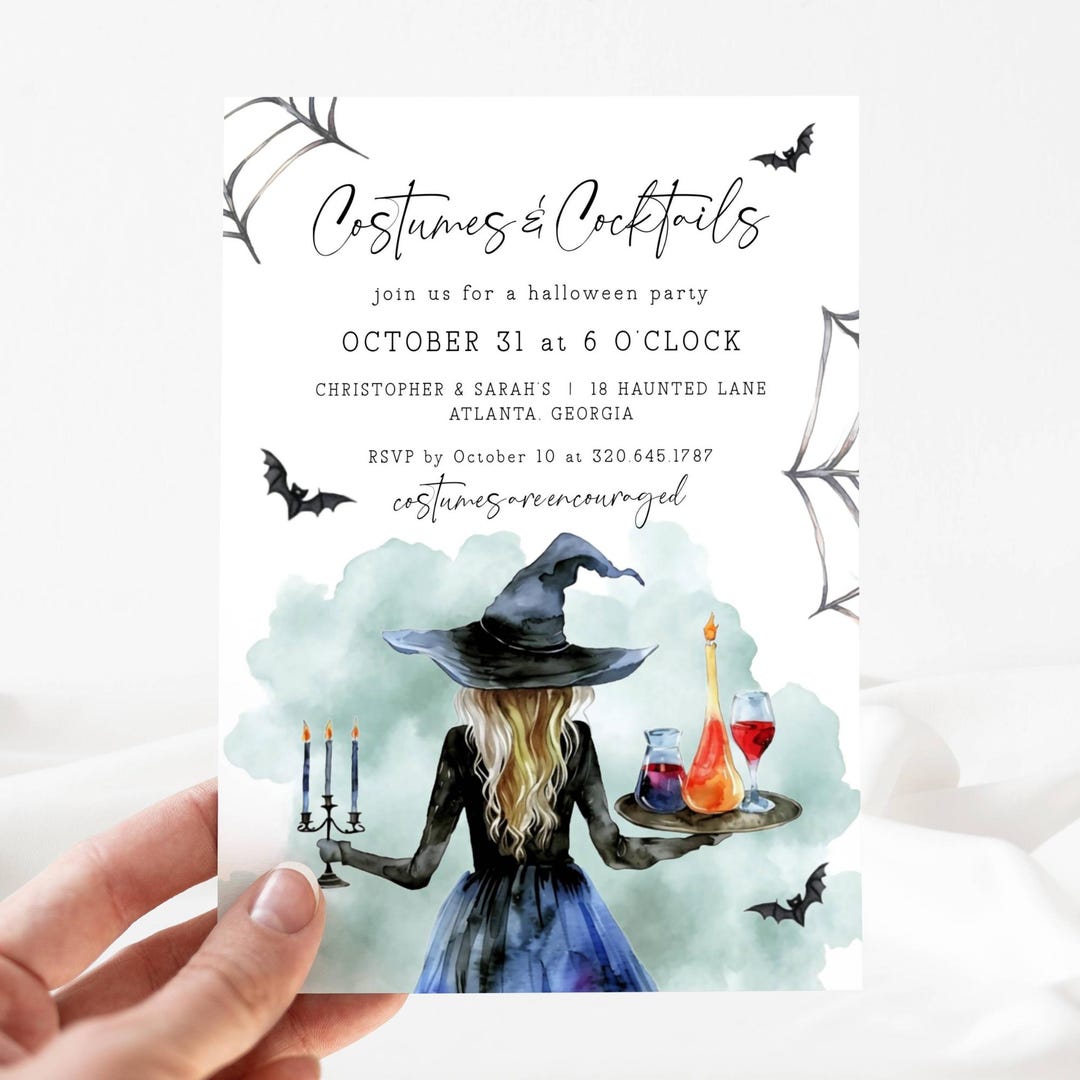 Cocktails and Costumes Halloween Party Invite Template, Halloween ...