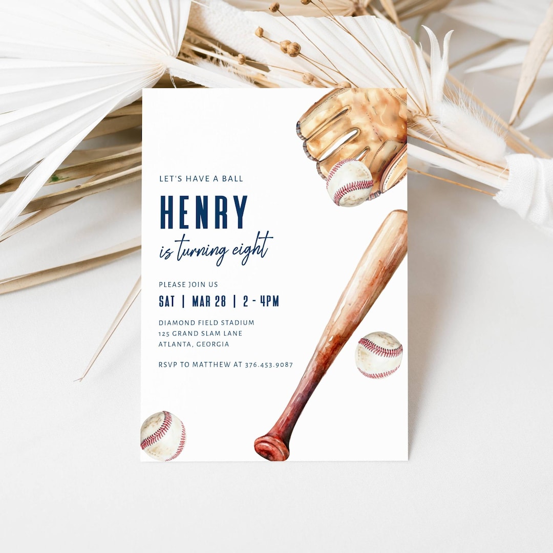 Baseball Birthday Invitation Template, Editable Baseball Party Invite ...