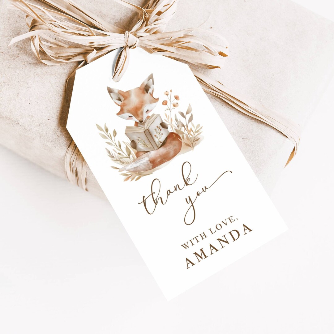 Editable Gift Tag Template, Woodland Thank You Tags, Baby Shower Gift ...