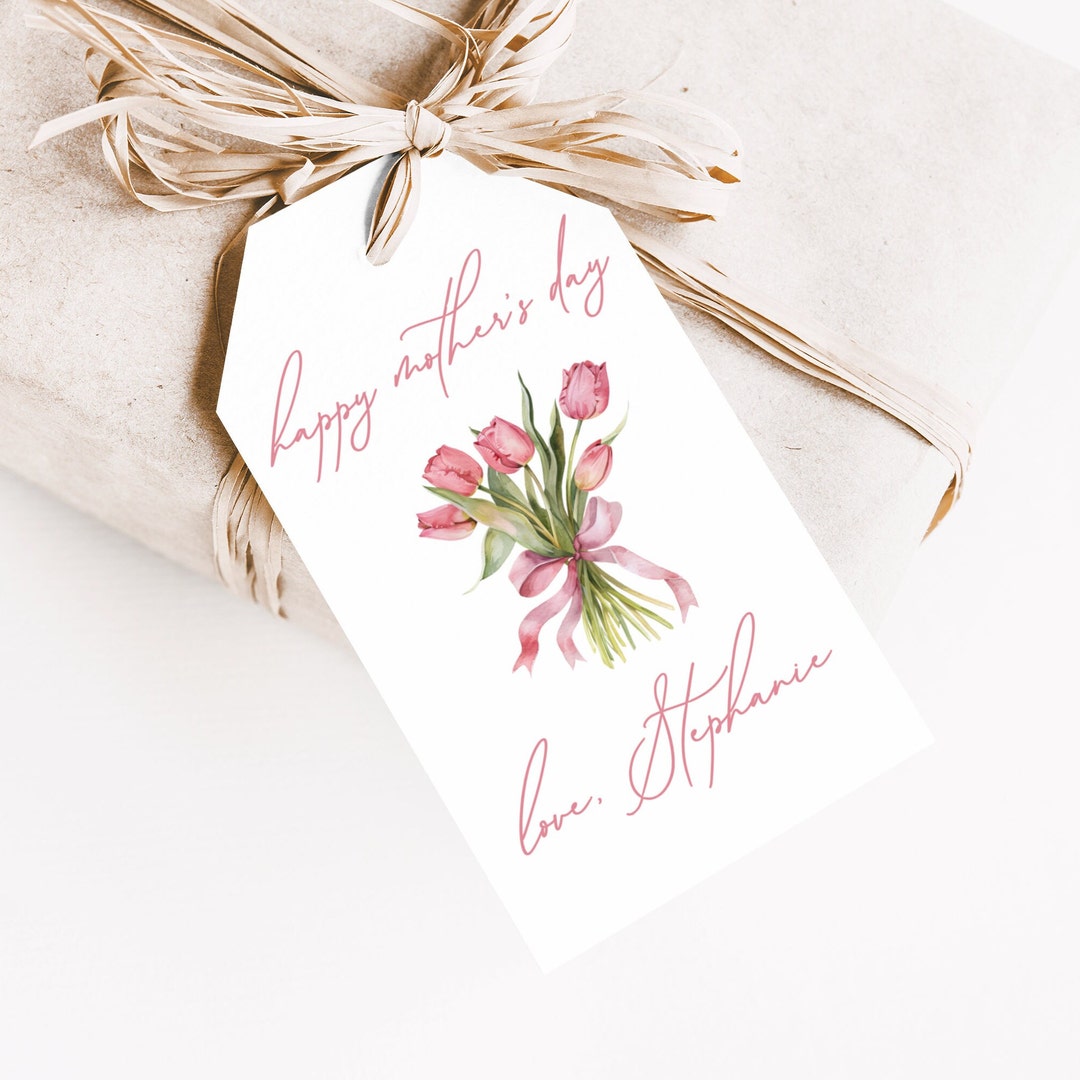 Happy Mother's Day Gift Tag Printable Template, Gift Tag Pink Roses ...