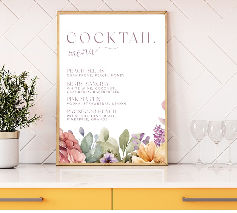 Drink Menu Sign Printable Template, Signature Drinks Baby Shower ...