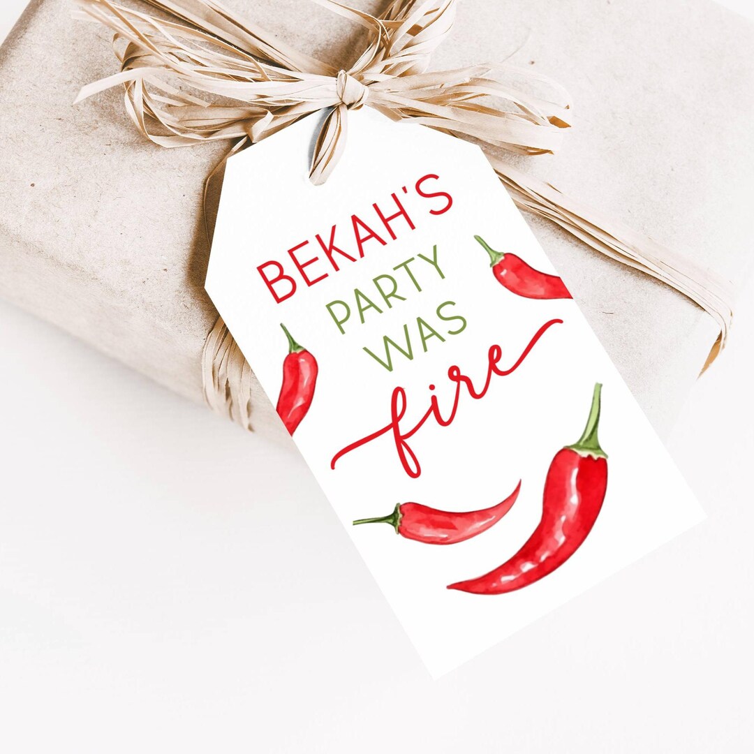 Pepper Theme Party Tag, Printable Hot Sauce Tag, Chili Pepper Gift Tag ...
