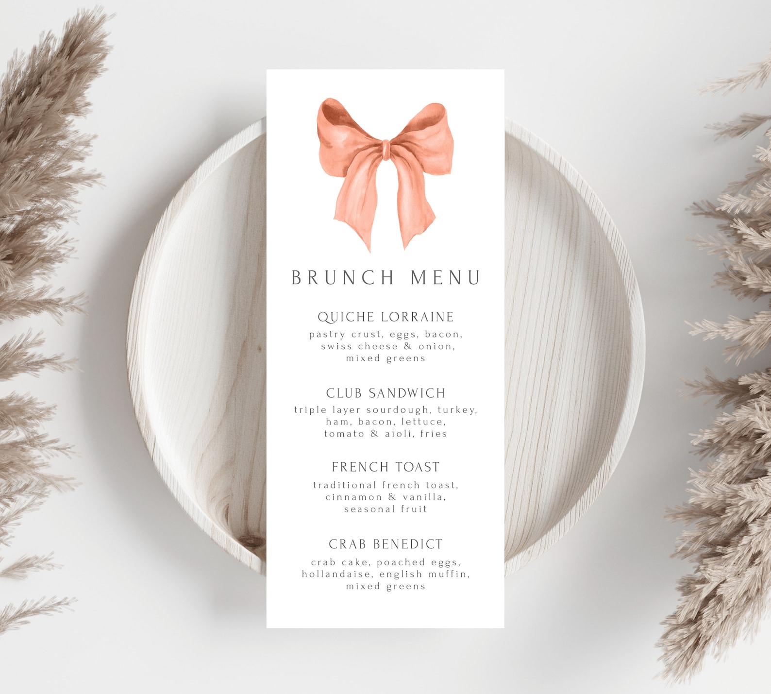 Printable Menu Card, Bow Bridal Shower, Tying the Knot Bridal Shower ...