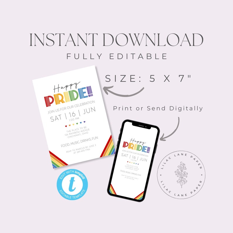 Pride Party Invitation, LGBTQ Party Invite, Gay Pride Invitations ...