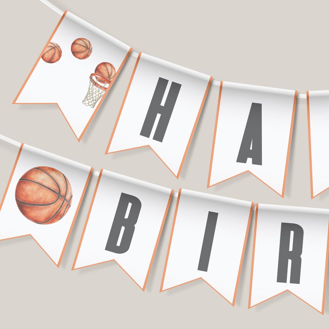 Basketball Birthday Banner Printable, Editable Decor Kids Basketball ...