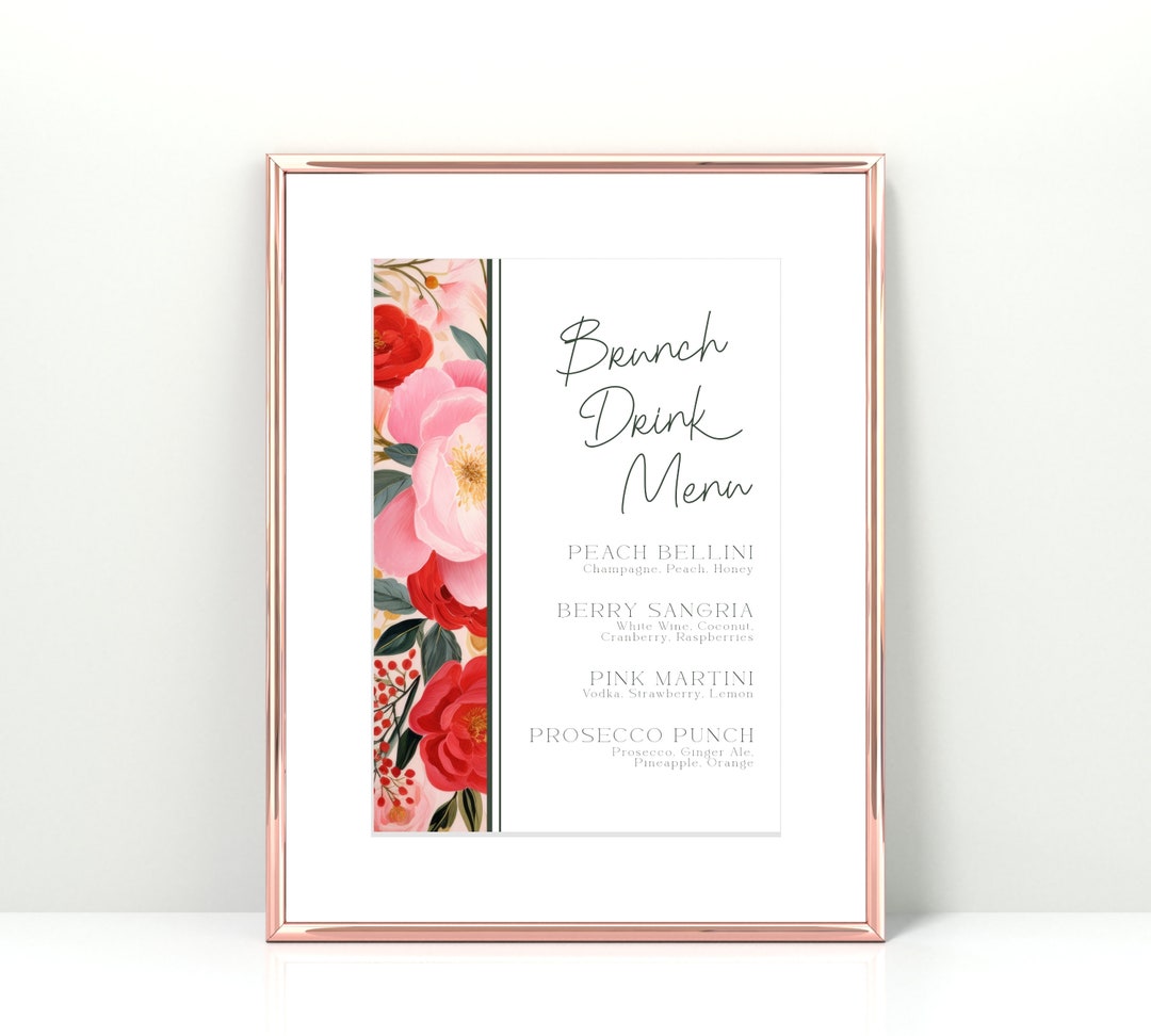Custom Drink Menu, Printable Bar Menu Template, Editable Bridal Shower ...