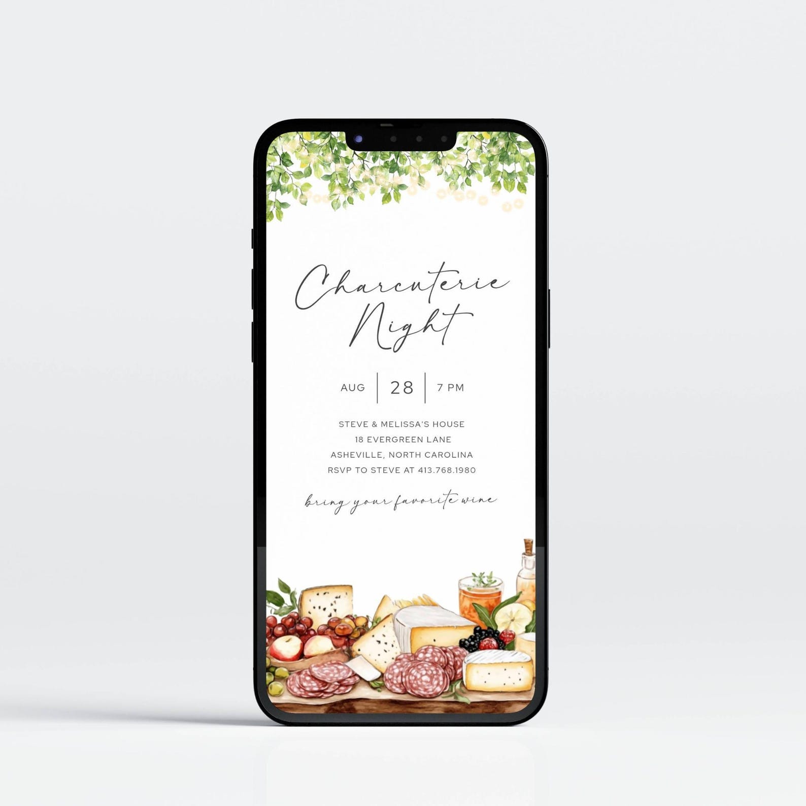 Charcuterie Party Invite, Cottagecore Invite Wine and Cheese Night ...