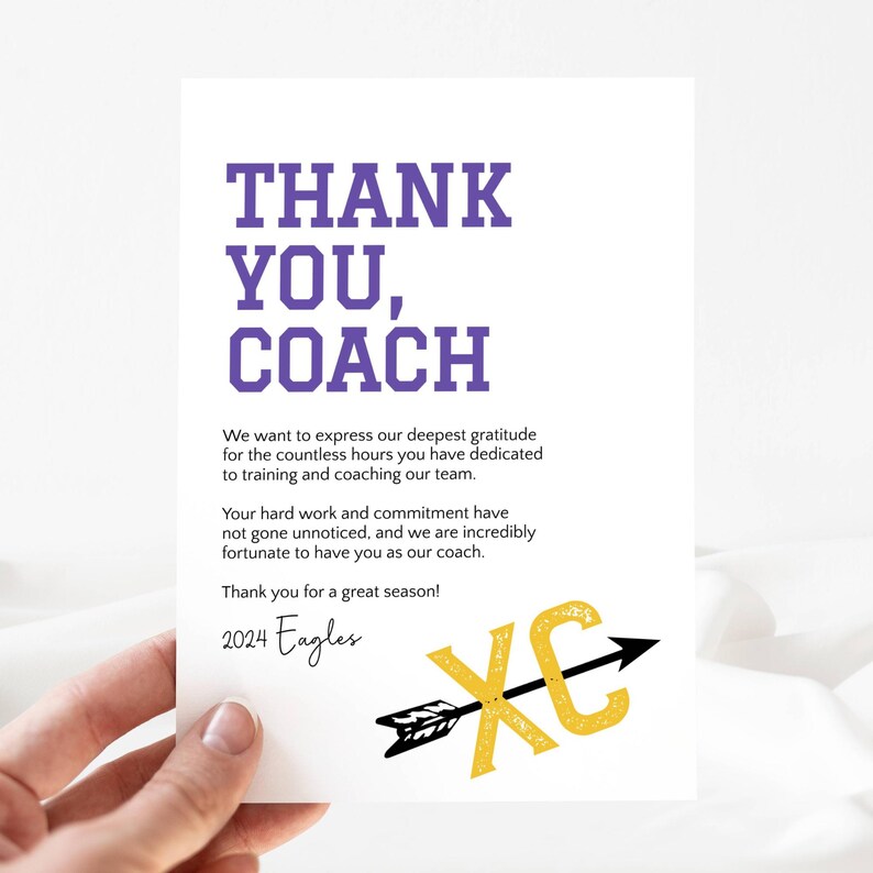 XC Coach Thank You Card Template, Cross Country Coach Thank You, Coach ...