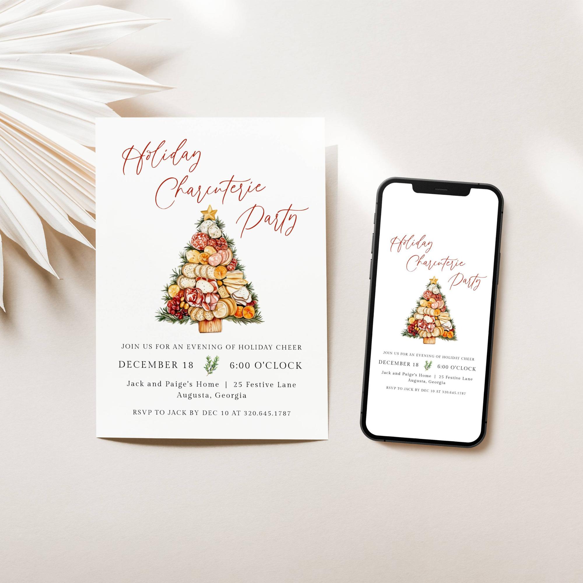 Christmas Charcuterie Party Invite Editable, Holiday Grazing Party ...