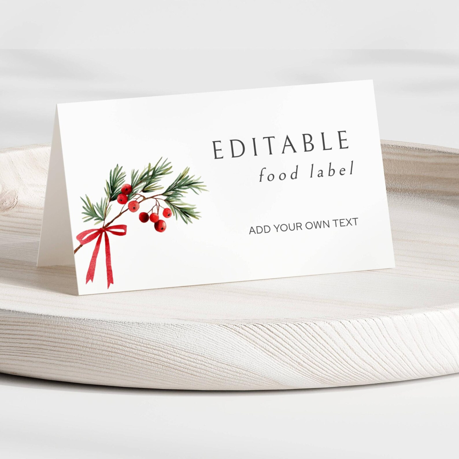 Editable Christmas Buffet Labels, Evergreen Buffet Cards, Holiday Party ...