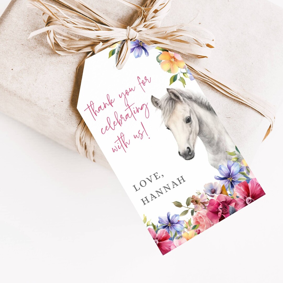 Horse Birthday Party Favor Tag, Editable Horse Favor Tags Printable ...
