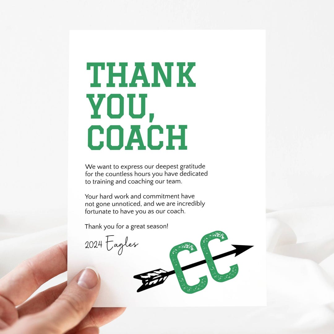 Cross Country Coach Thank You Card Template, CC Coach Thank You, Coach ...