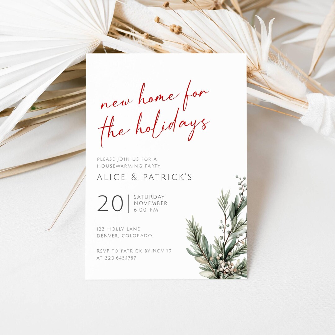 Christmas House Warming Invitation, New Home for the Holidays Template ...