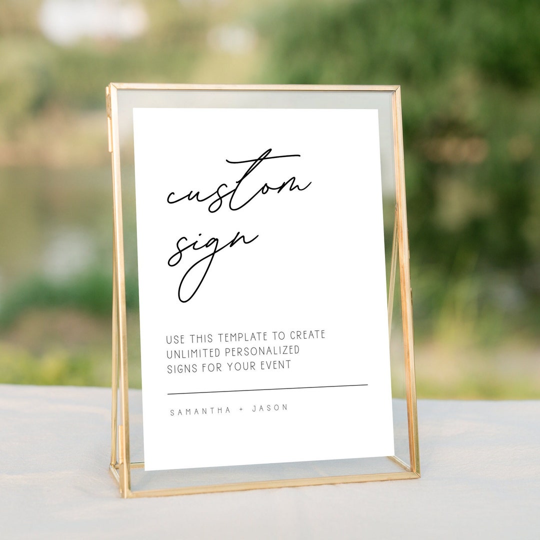 Minimalist Custom Sign Template, Any Event Sign Printable Editable ...