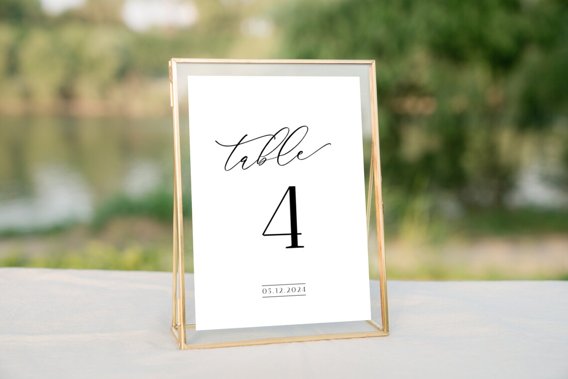Table Number Sign Minimalist Template, Instant Download, Bridal Shower ...