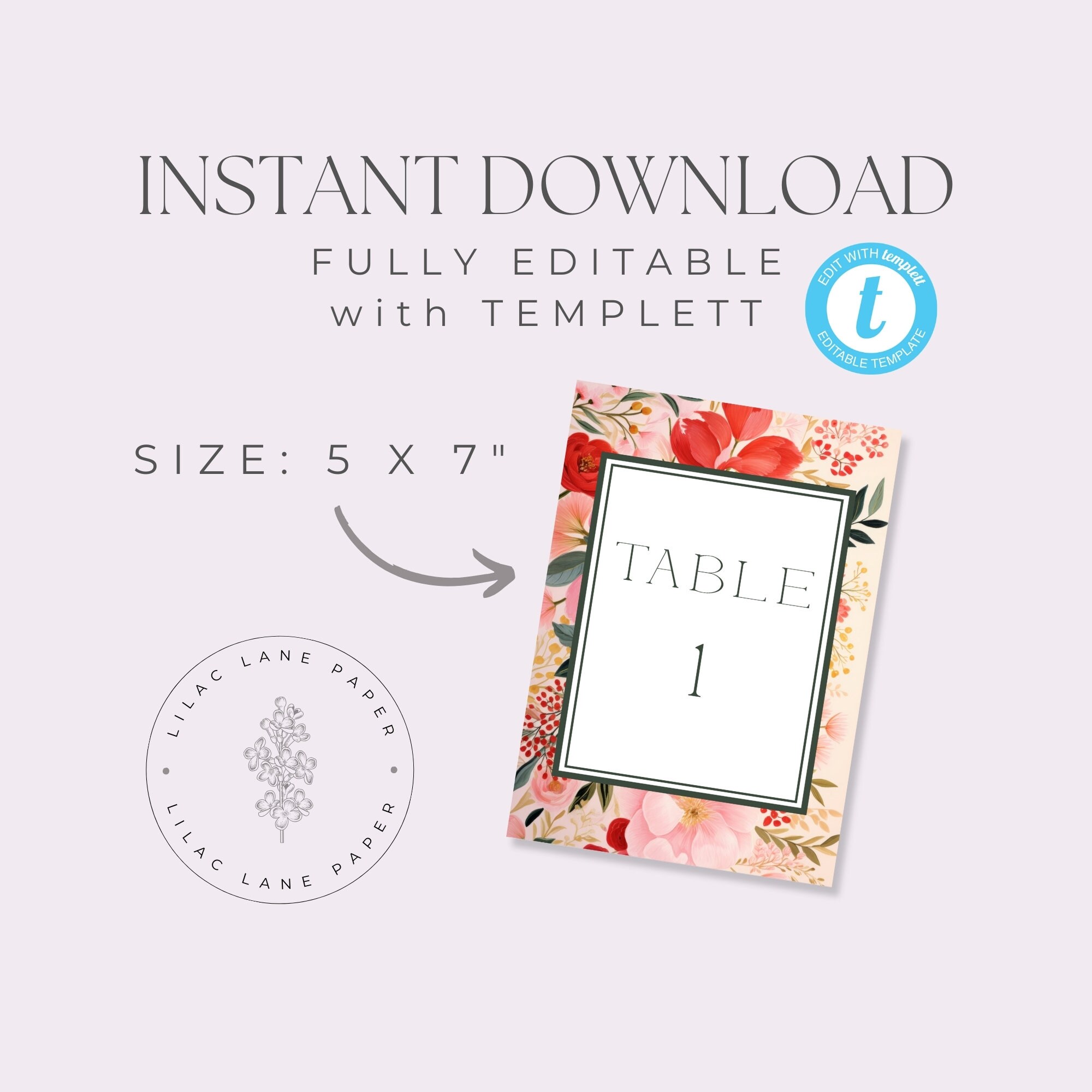Table Number Sign Template, Printable Table Numbers Editable, Wedding ...