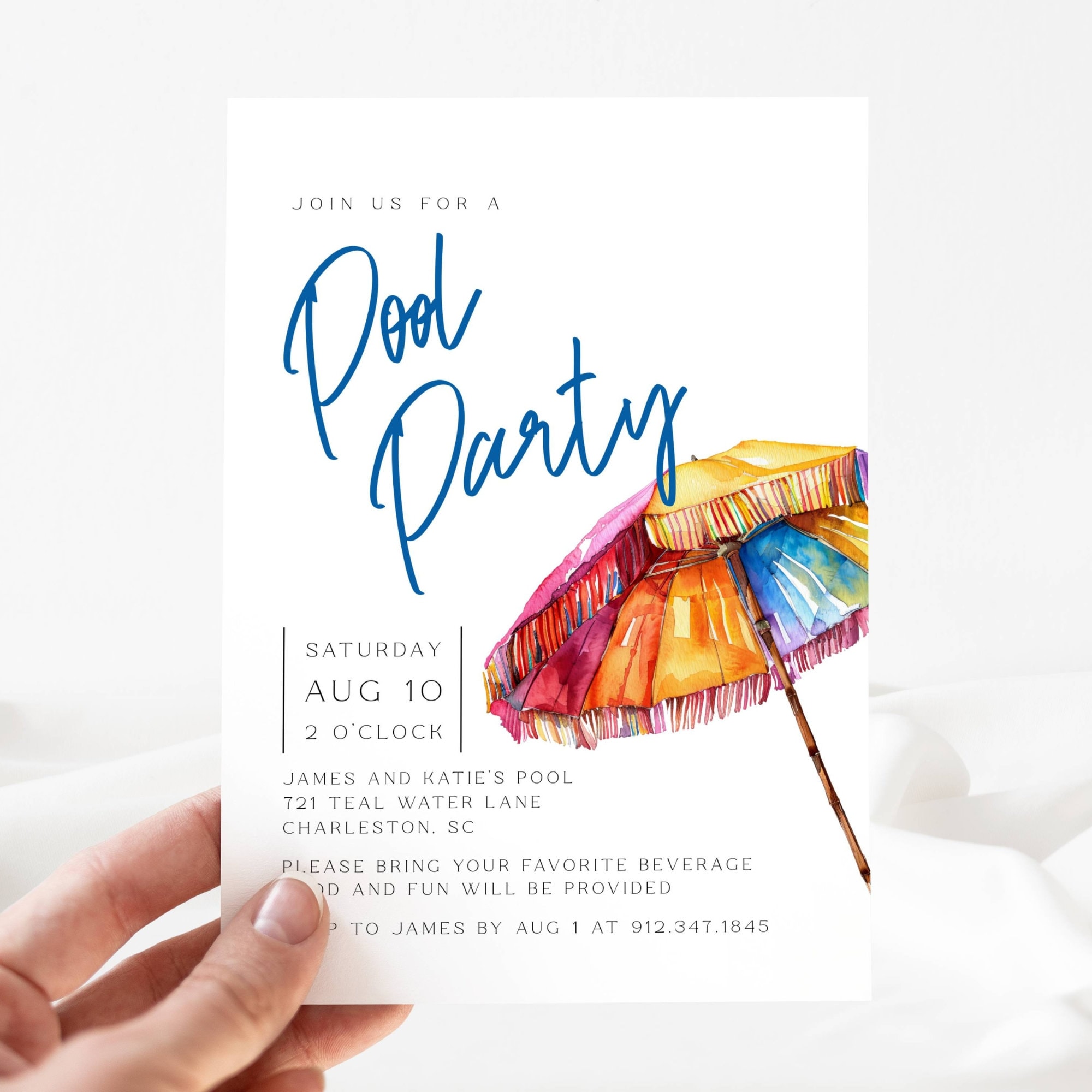 Pool Party Invitation Template, Adult Pool Party Invitation Editable ...