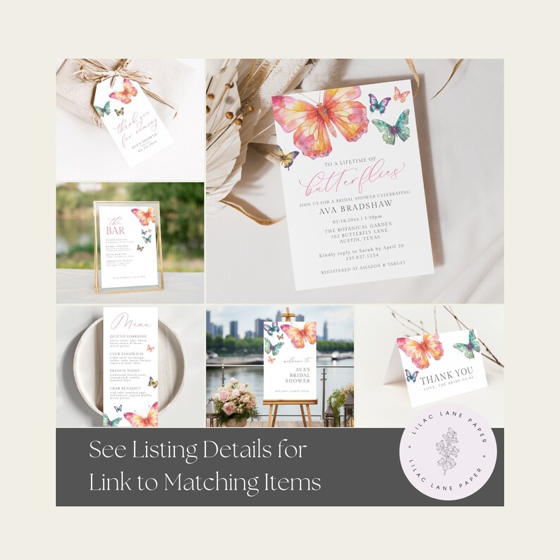Butterfly Gift Tag Printable Editable, Lifetime of Butterflies Bridal ...