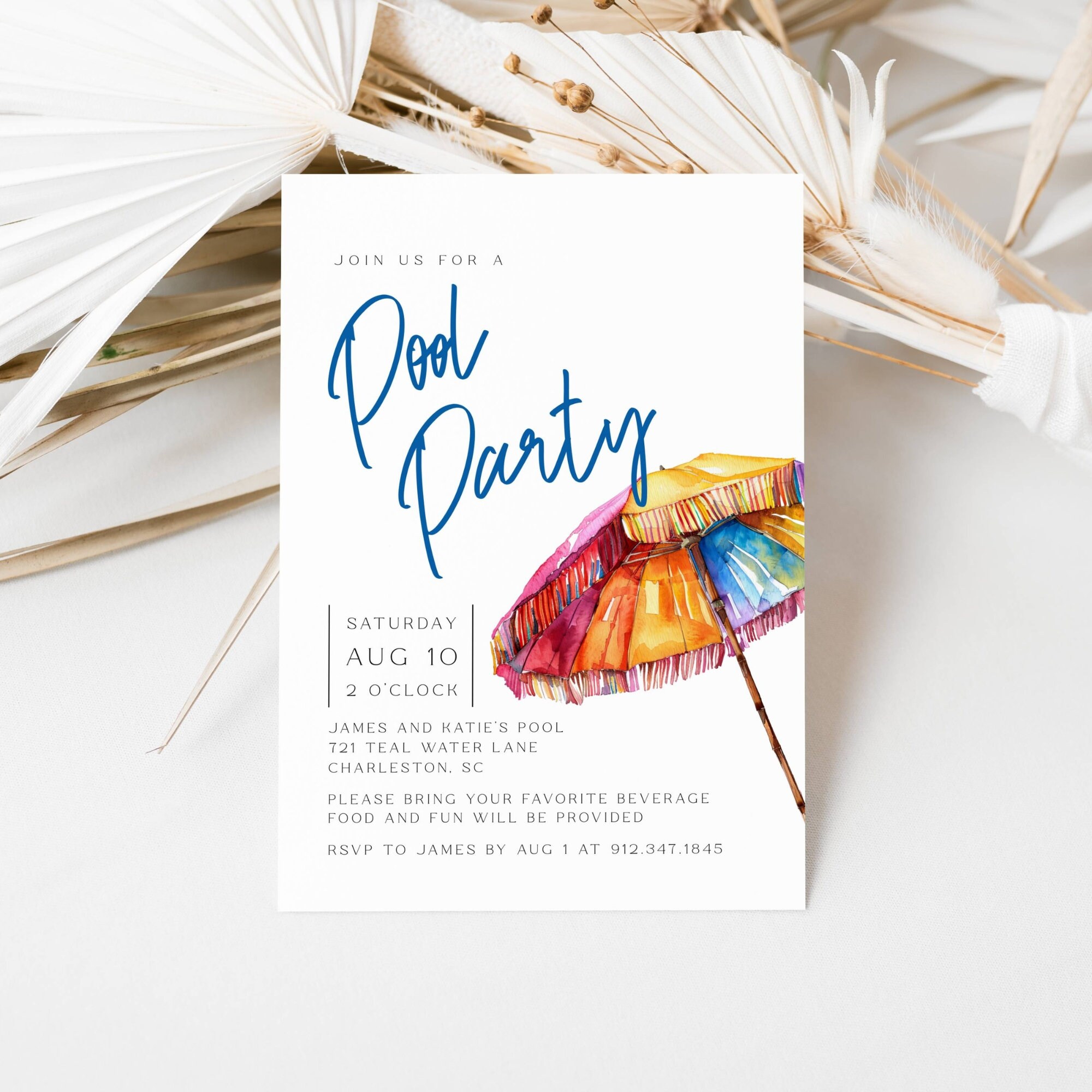 Pool Party Invitation Template, Adult Pool Party Invitation Editable ...