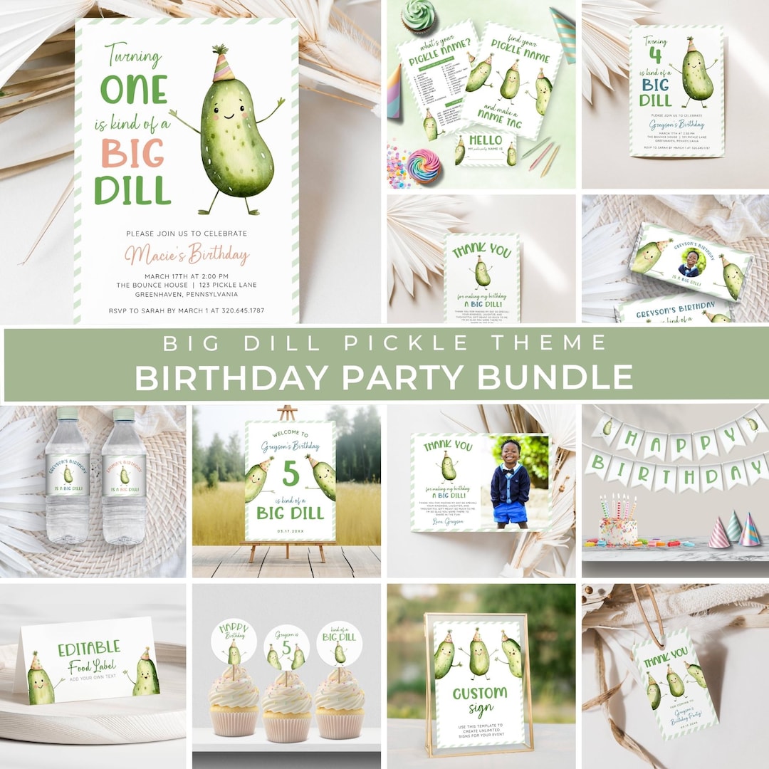 Pickle Theme Birthday Bundle, Big Dill Pickle Birthday Bundle, Pickle ...