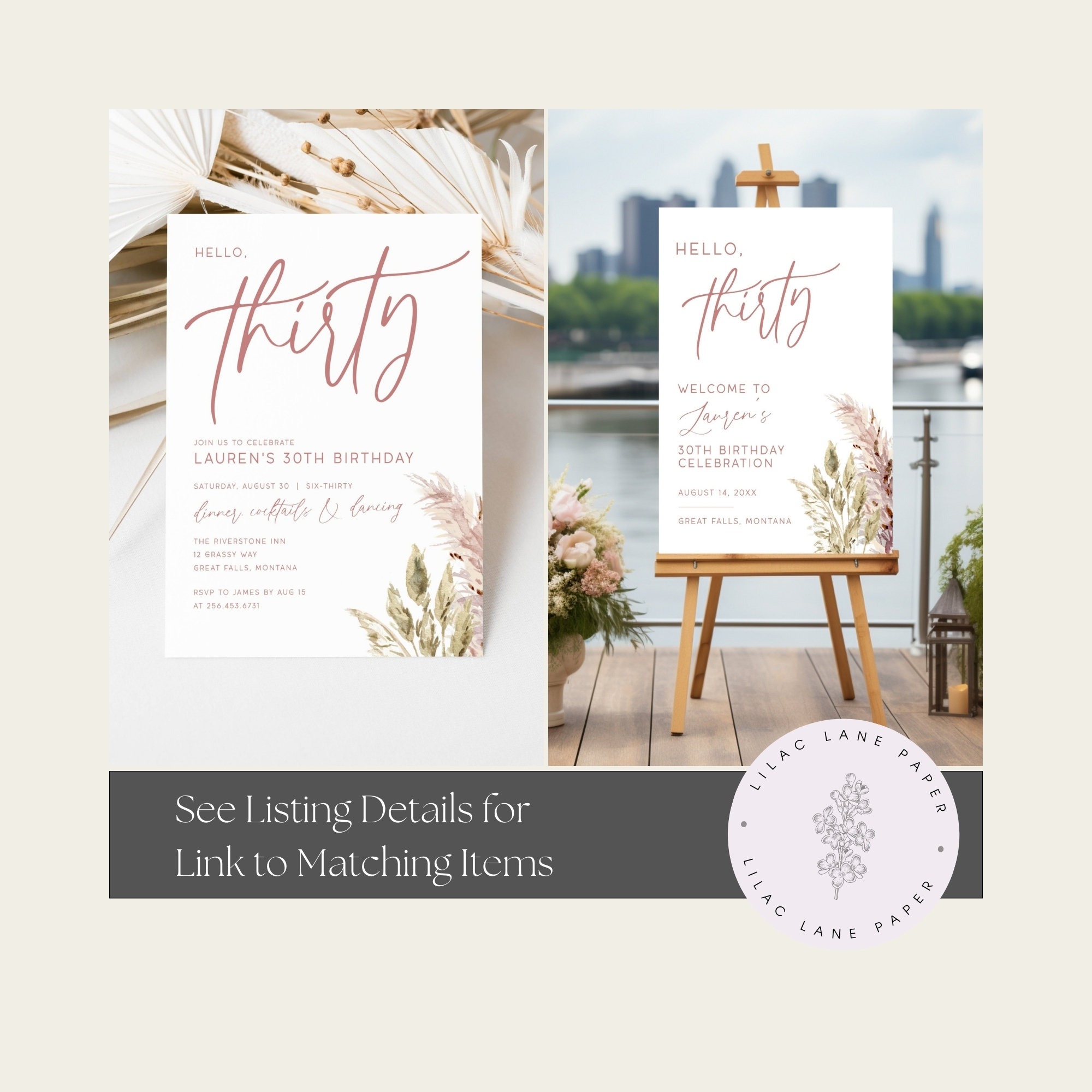 Thirty Birthday Sign Pink, Hello Thirty Birthday Sign, 30th Birthday ...