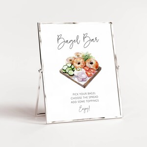 Bagel Bar Sign Printable, Brunch Table Sign Editable Template, Bridal ...