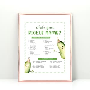 Pickle Name Game Printable With Name Tags, Pickle Party Theme Game, Big ...