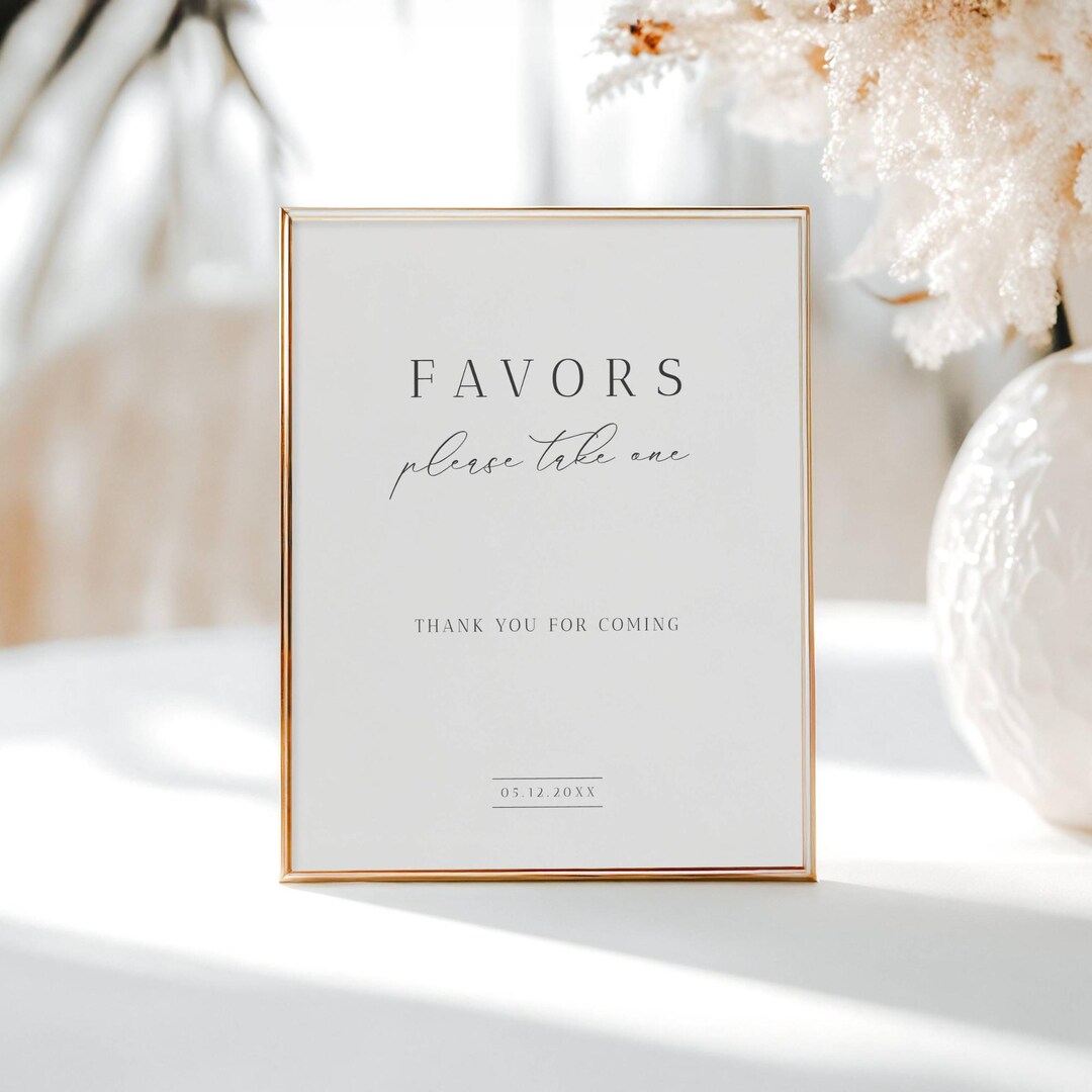 Minimal Favor Table Sign Printable Template, Thank You for Coming ...