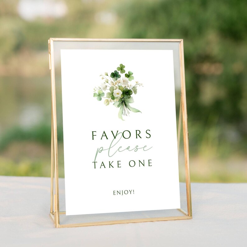 Favor Table Sign Printable Template, Lucky in Love Bridal Shower, Irish ...