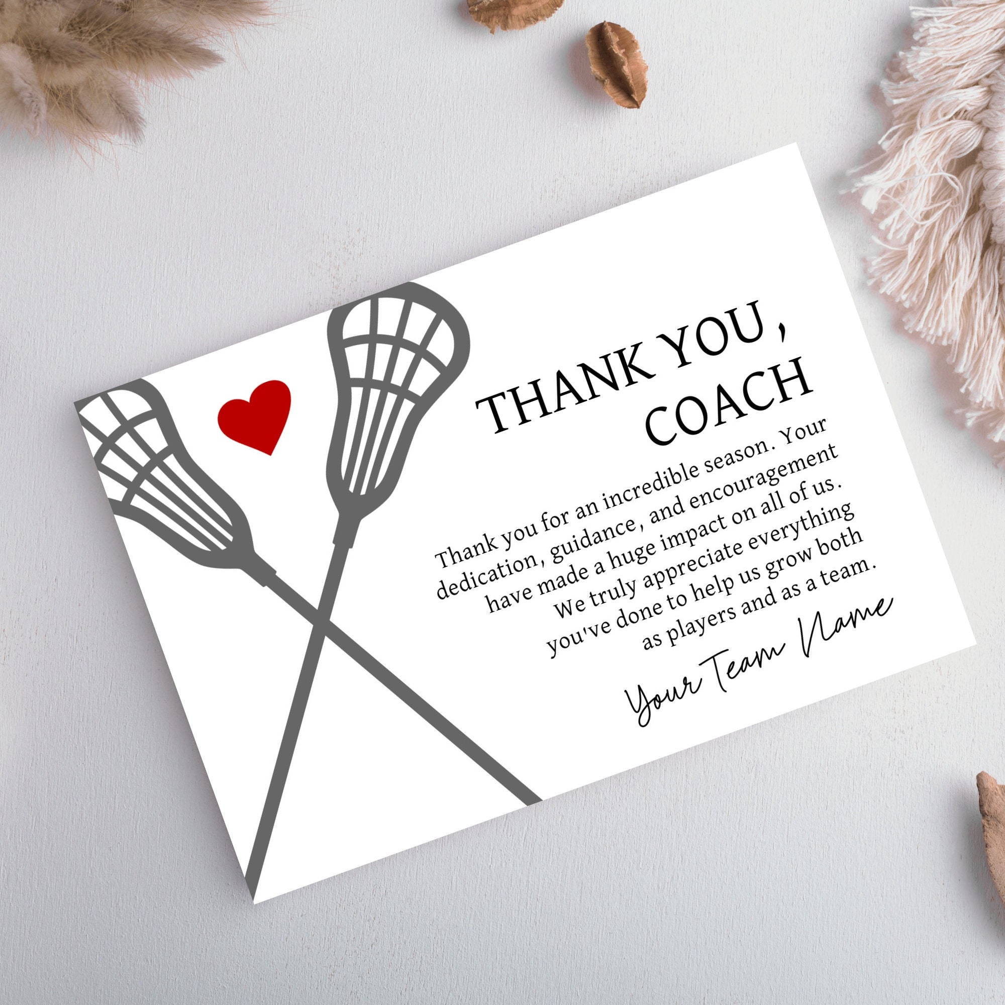 Lacrosse Thank You Card Printable, Editable Lacrosse Coach Thank You ...