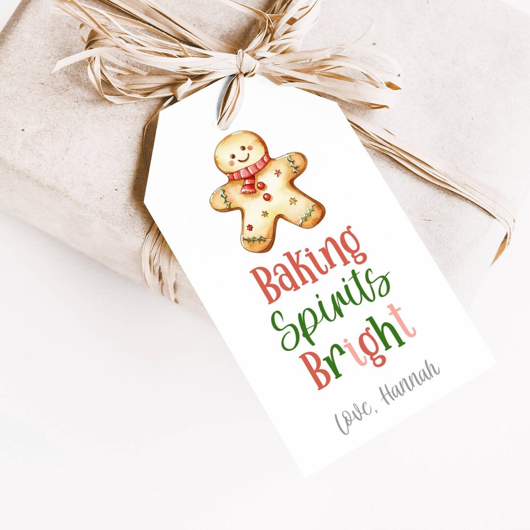 Baking Spirits Bright Gift Tags, Christmas Cookies Gift Tag Printable ...