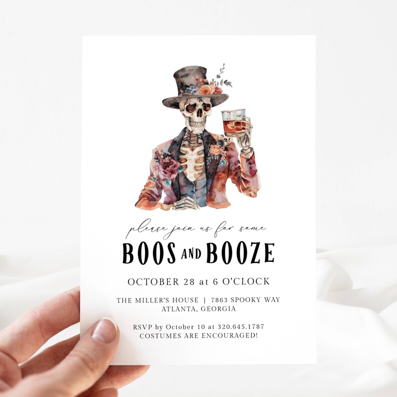 Boos and Booze Halloween Party Invite, Adult Halloween Party Invite ...