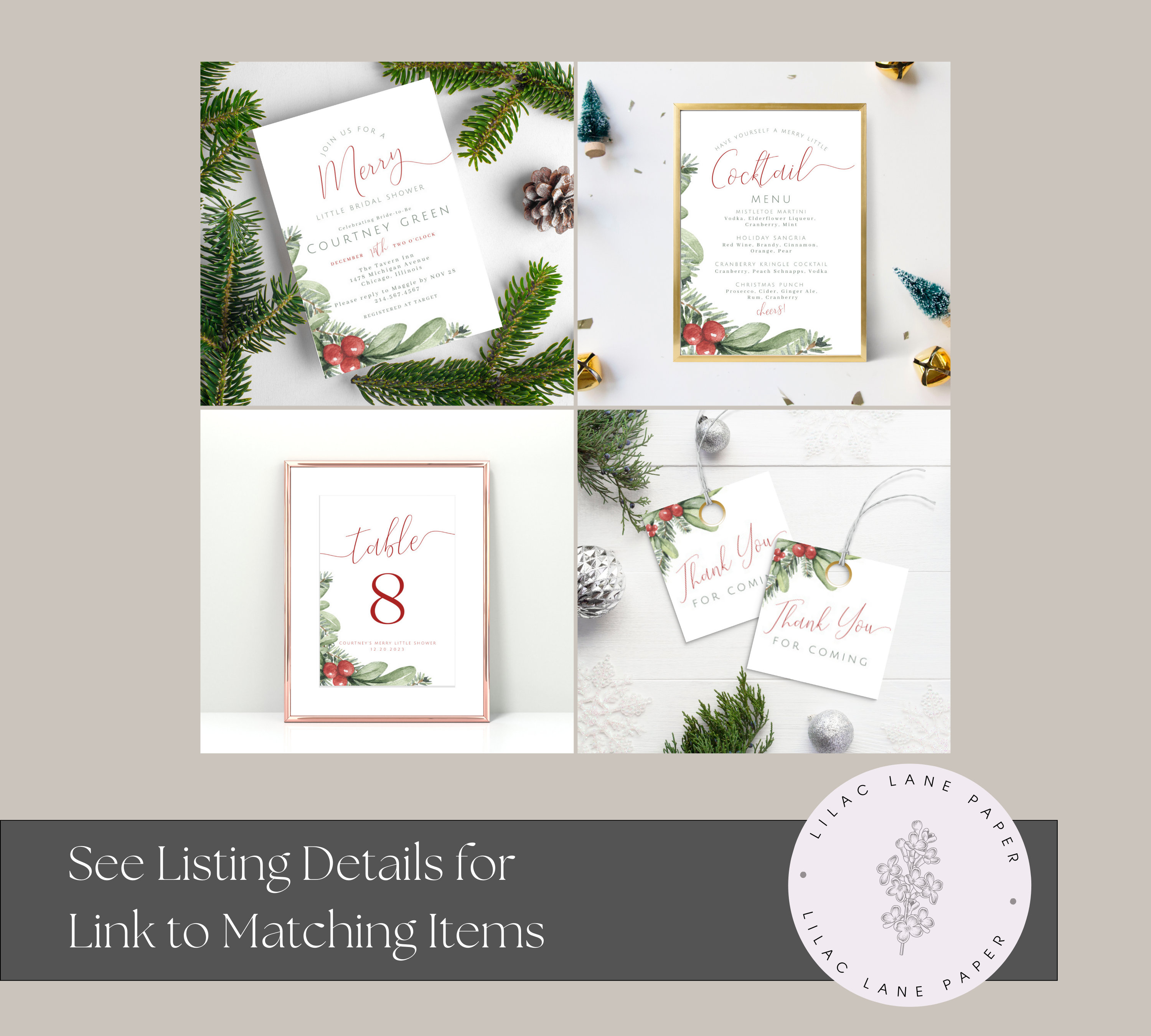 Merry Little Bridal Shower Invite, Christmas Shower Invitation, Instant ...