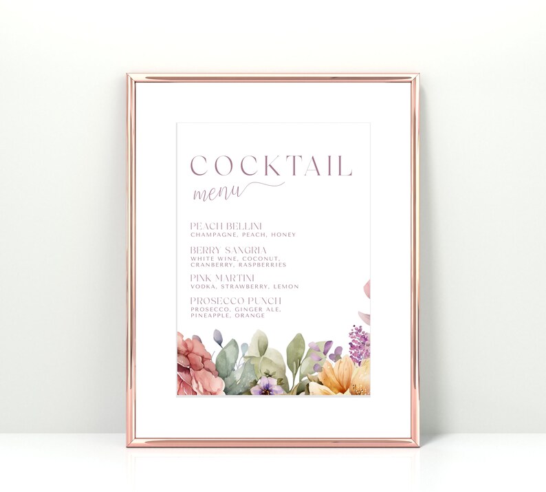 Drink Menu Sign Printable Template, Signature Drinks Baby Shower ...
