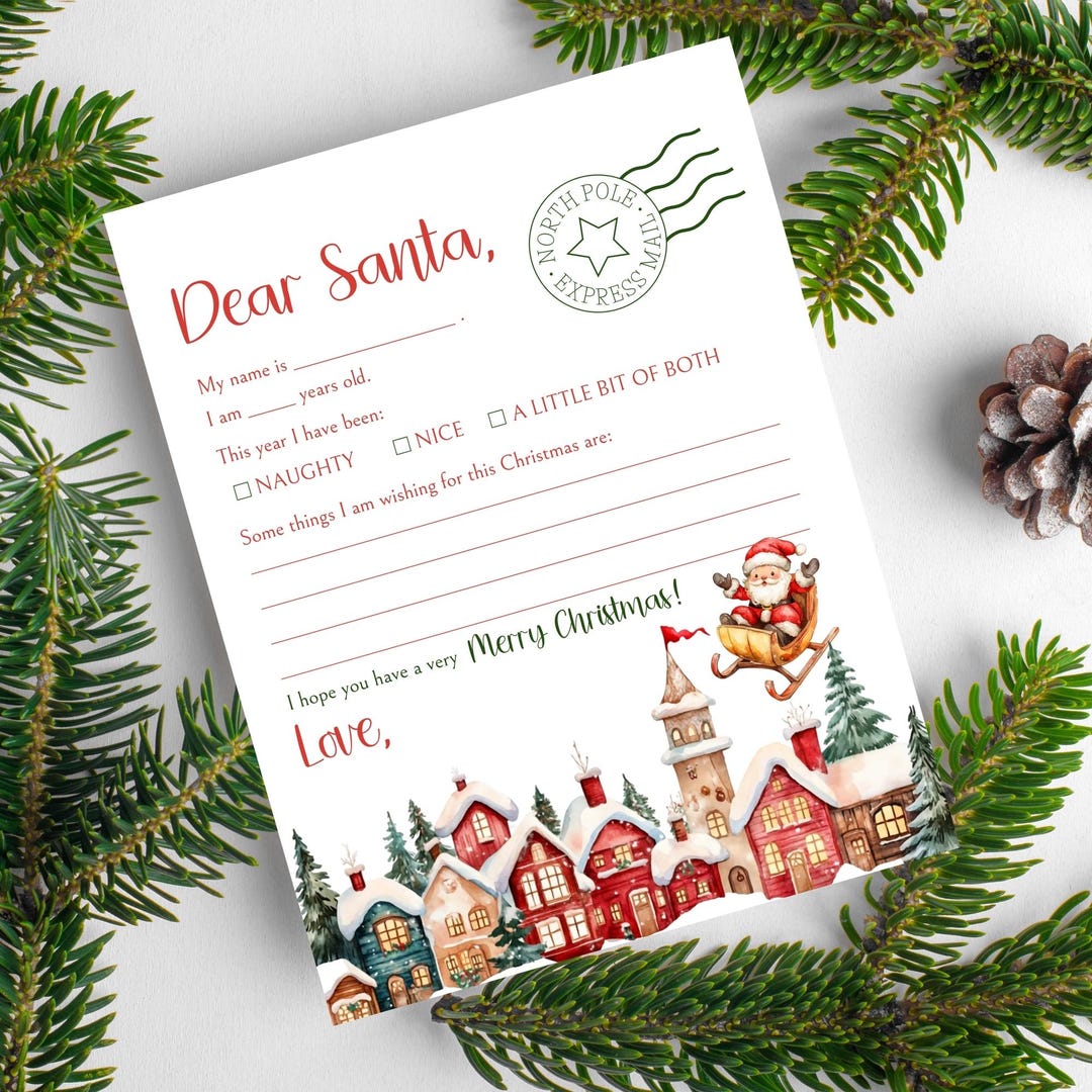 Letter to Santa Template, Santa Letter Editable Printable, Christmas ...