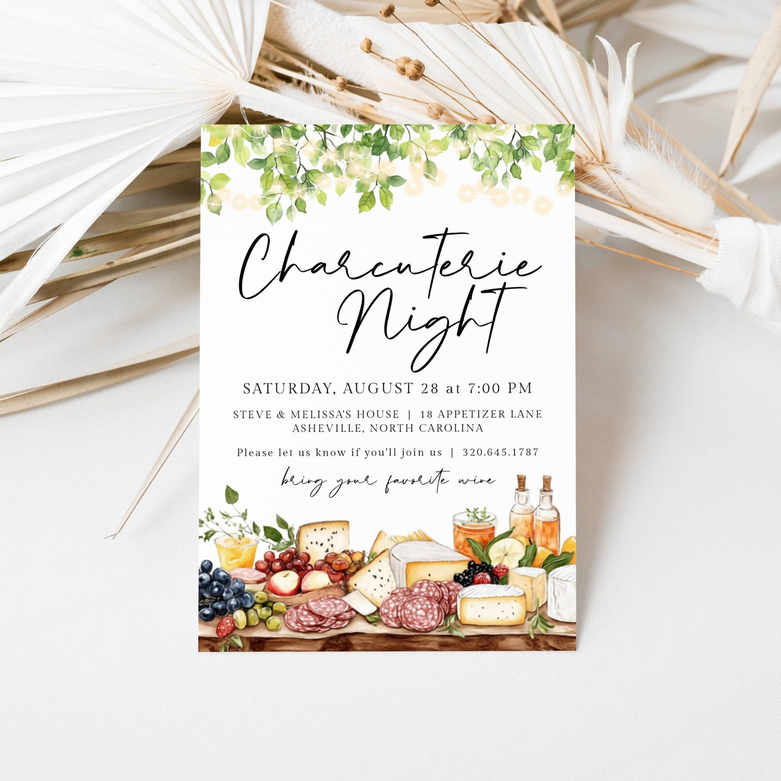 Charcuterie Party Invite, Cottagecore Invite Wine and Cheese Night ...