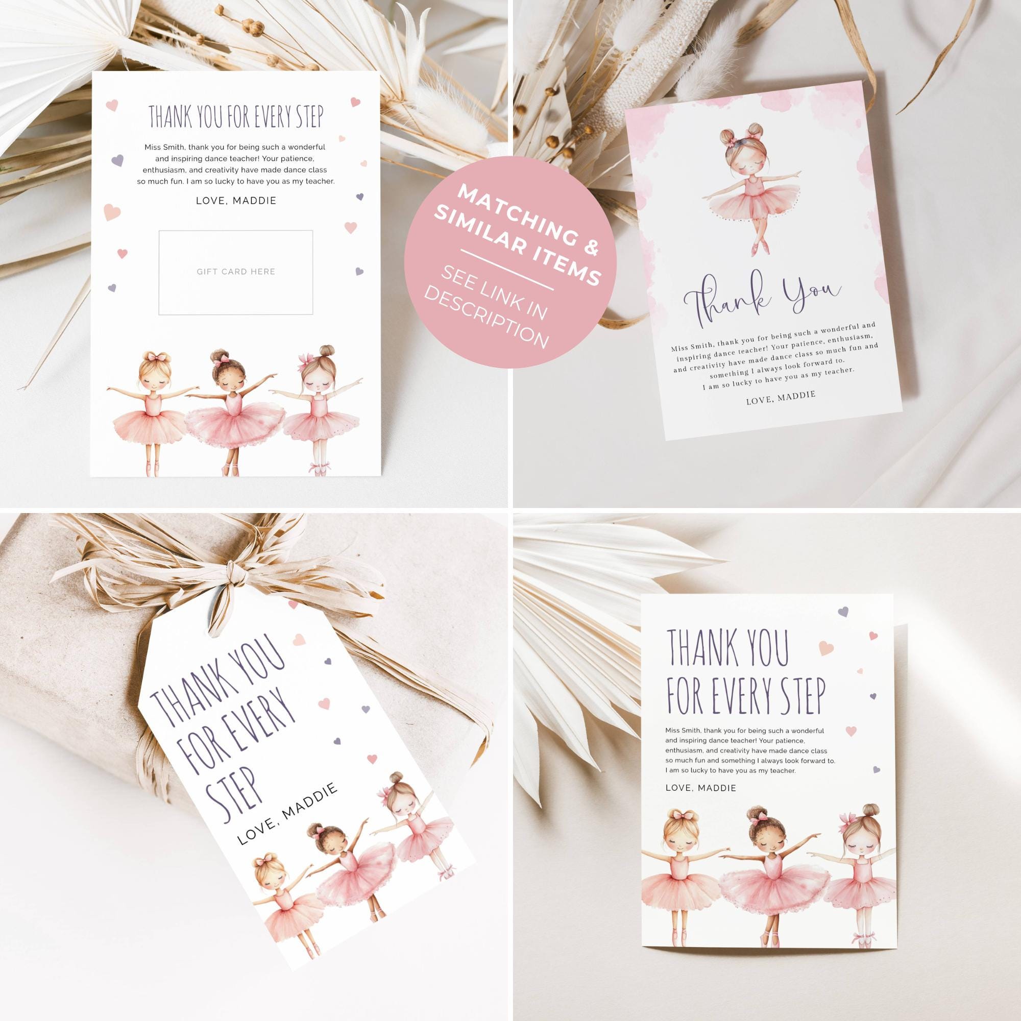 Thank You Gift Tag Dance Teacher, Dance Class Thank You, Dance ...