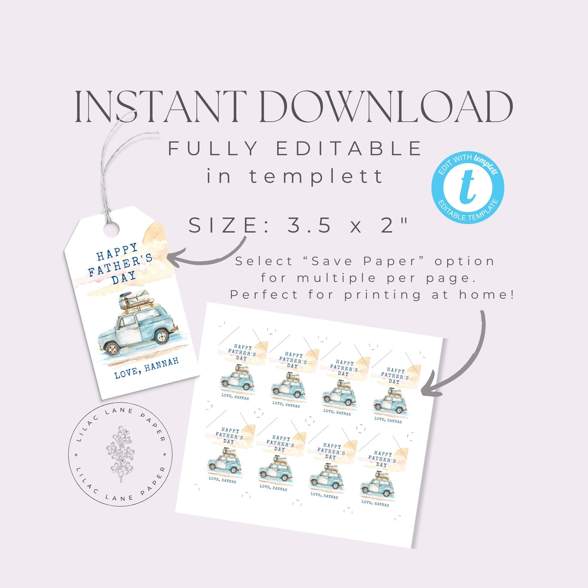 Father's Day Gift Tag Editable Printable, Gift Tag Template Navy Blue ...