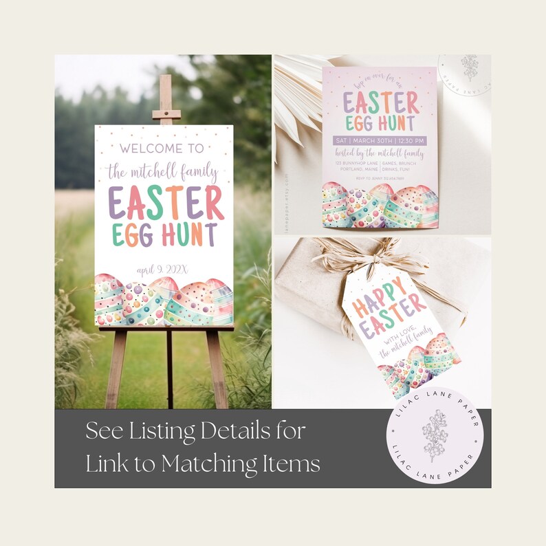 Easter Egg Hunt Welcome Sign, Easter Party Welcome Sign Template, Egg ...