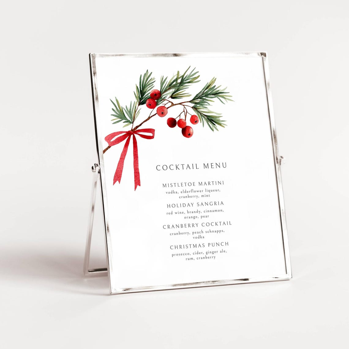 Christmas Cocktail Menu Sign Template, Cocktail Menu Xmas, Holiday ...