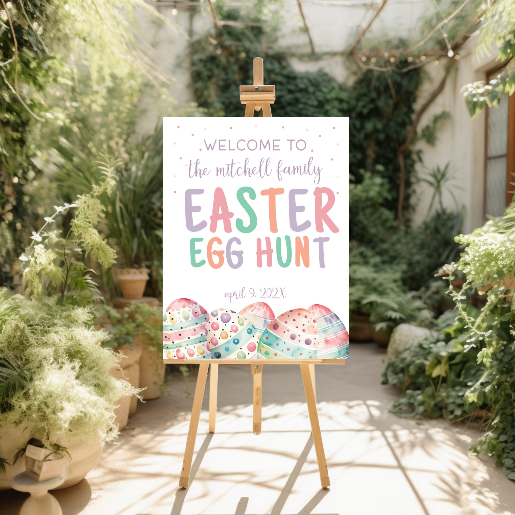 Easter Egg Hunt Welcome Sign, Easter Party Welcome Sign Template, Egg ...