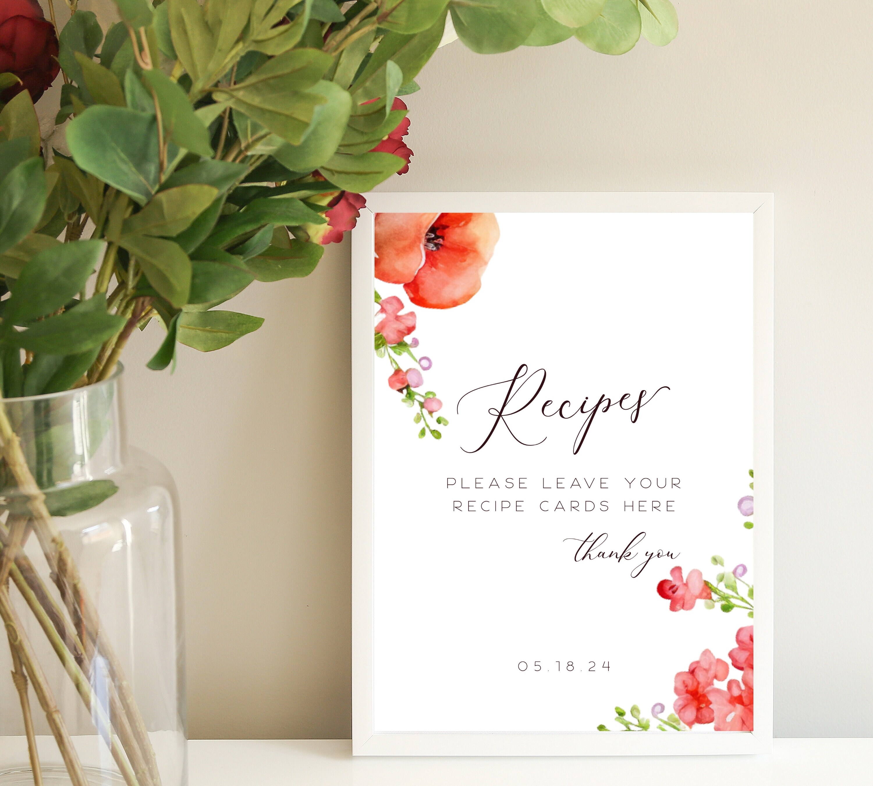 Bridal Shower Leave Your Recipe Card Here Sign Instant Download, Recipe ...