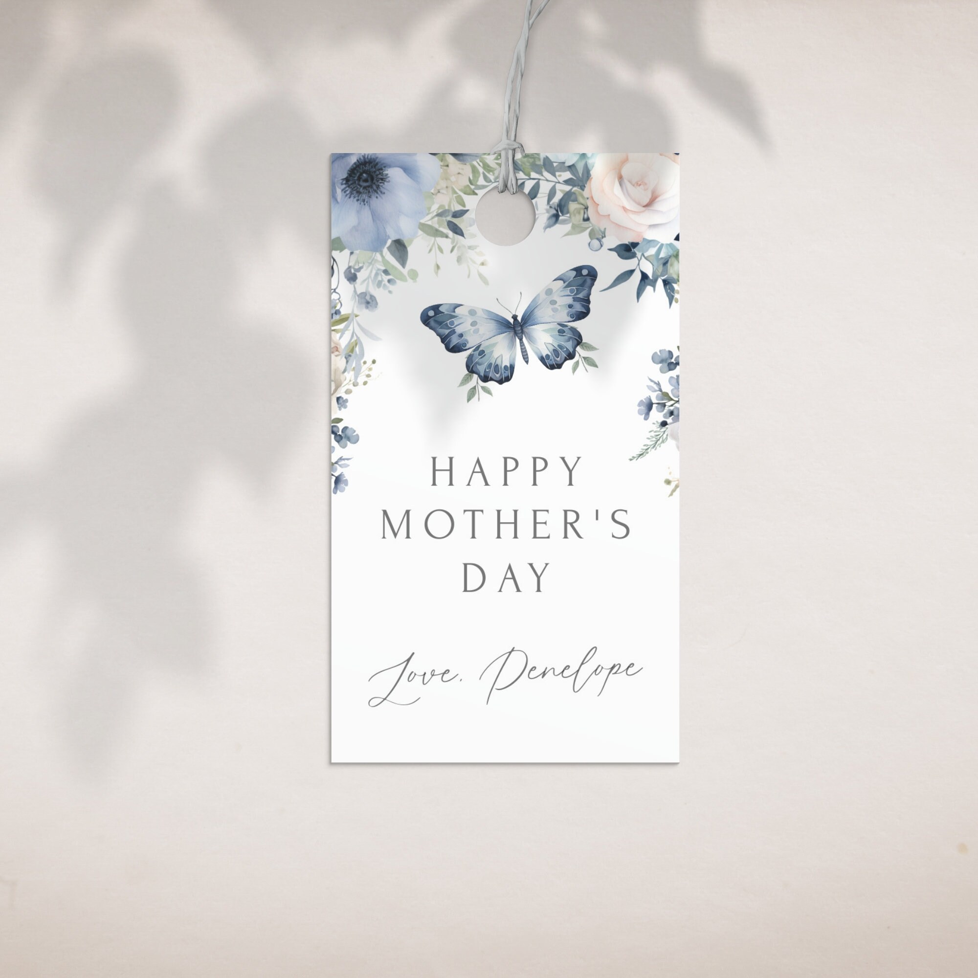 Mother's Day Gift Tag Printable Template, Butterfly Gift Tag, Happy ...