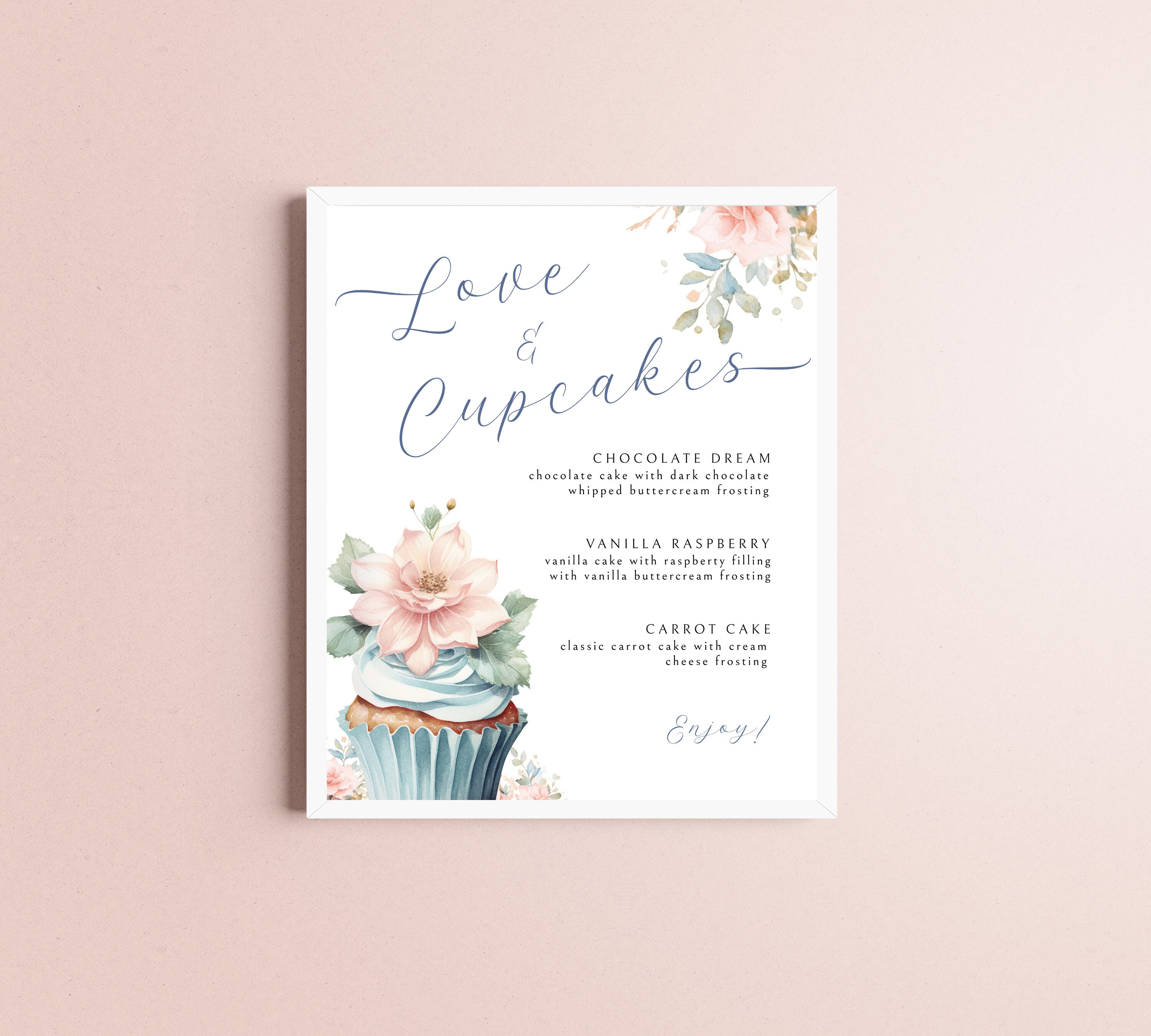 Cupcake Bar Sign, Cupcake Menu Template, Instant Download, Bridal ...