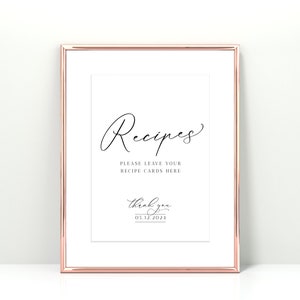 Recipe Card Sign Instant Download Minimalist Bridal Shower - Etsy