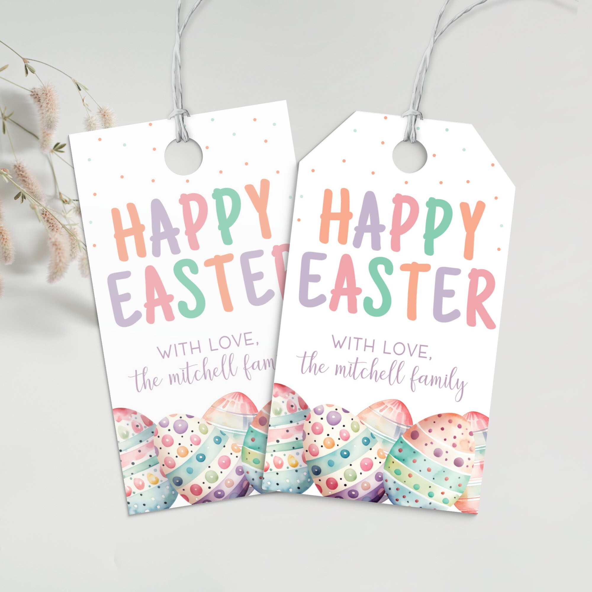 Easter Gift Tag Printable Editable, Happy Easter Tag Instant Download ...