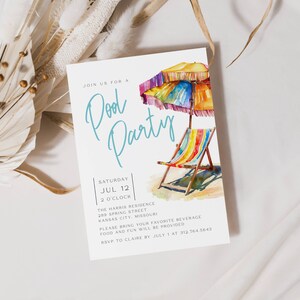 Pool Party Invitation Template, Swim Party Invite Editable, Summer ...